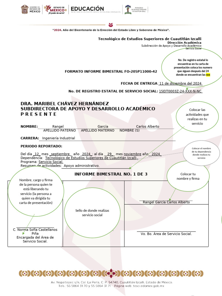 Portada de Informe Bimestral 1 de 3 2024-2 OK | PDF