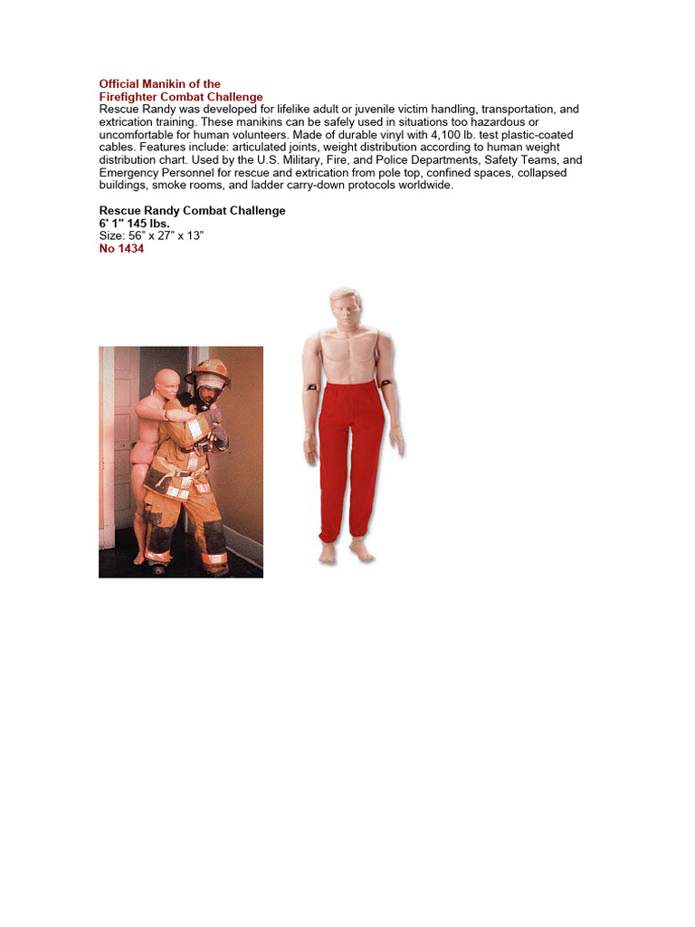 Rescue Randy Firefighter Training Manikin | PDF