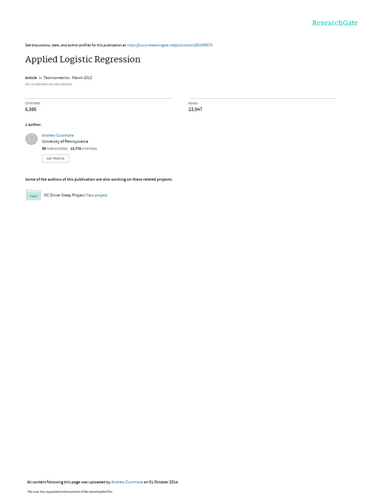 Applied Logistic Regression | PDF