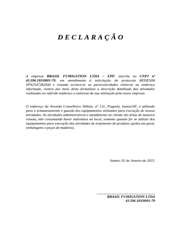 Declaração Modus Operandi | PDF