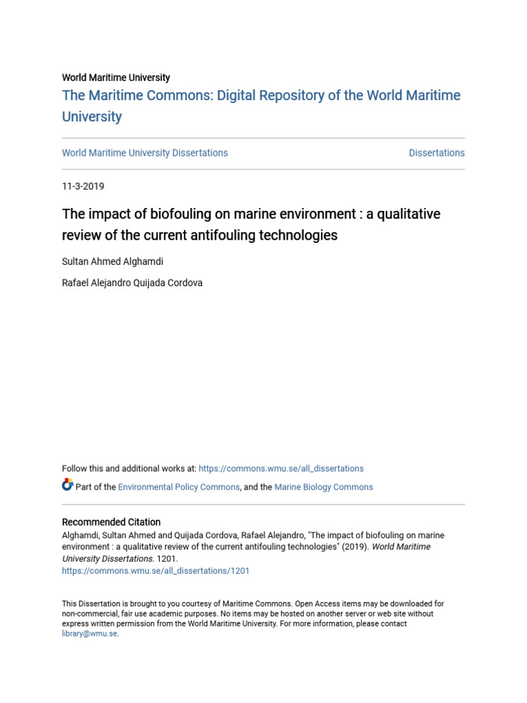 The Impact of Biofouling On Marine Environment | PDF | Invasive Species ...