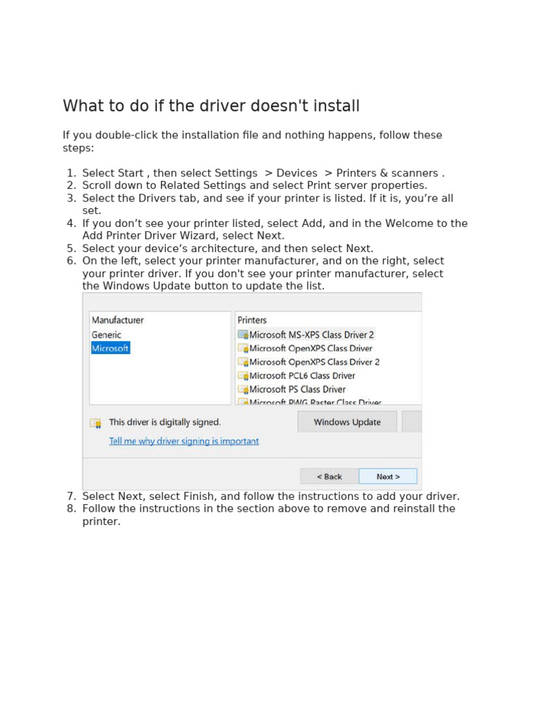 Printer Driver Installation Guide | PDF