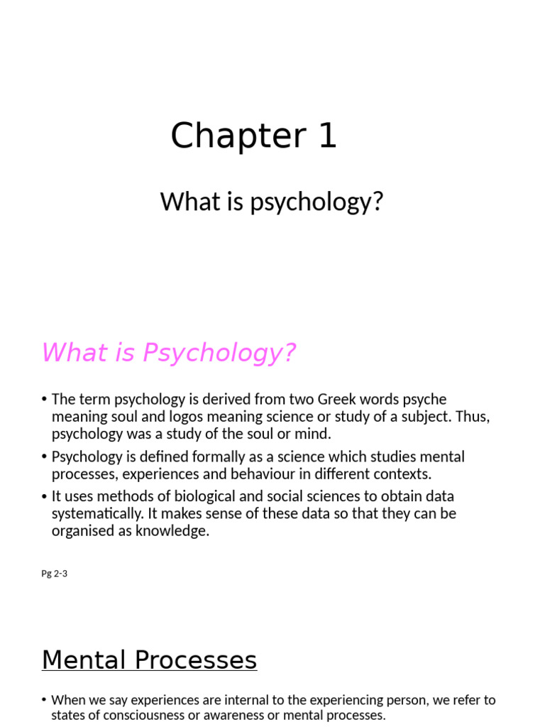 Chapter 1 - PPT What Is Psychology | PDF | Psychology | Experience
