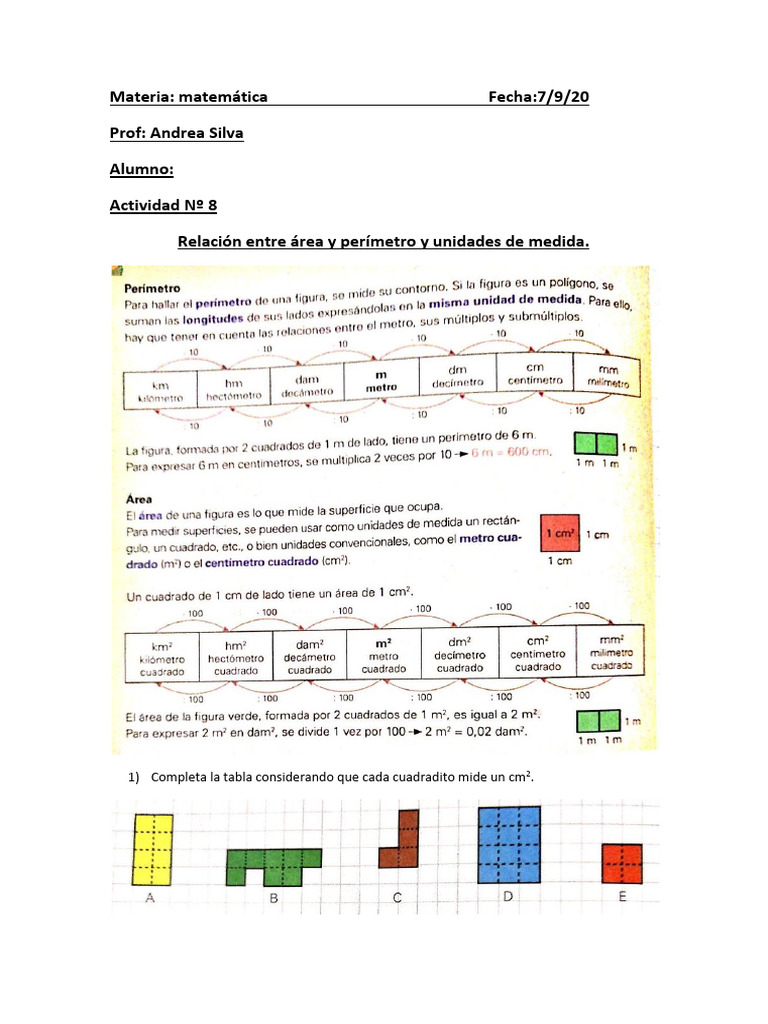 Área y Perímetro en Figuras Geométricas | PDF