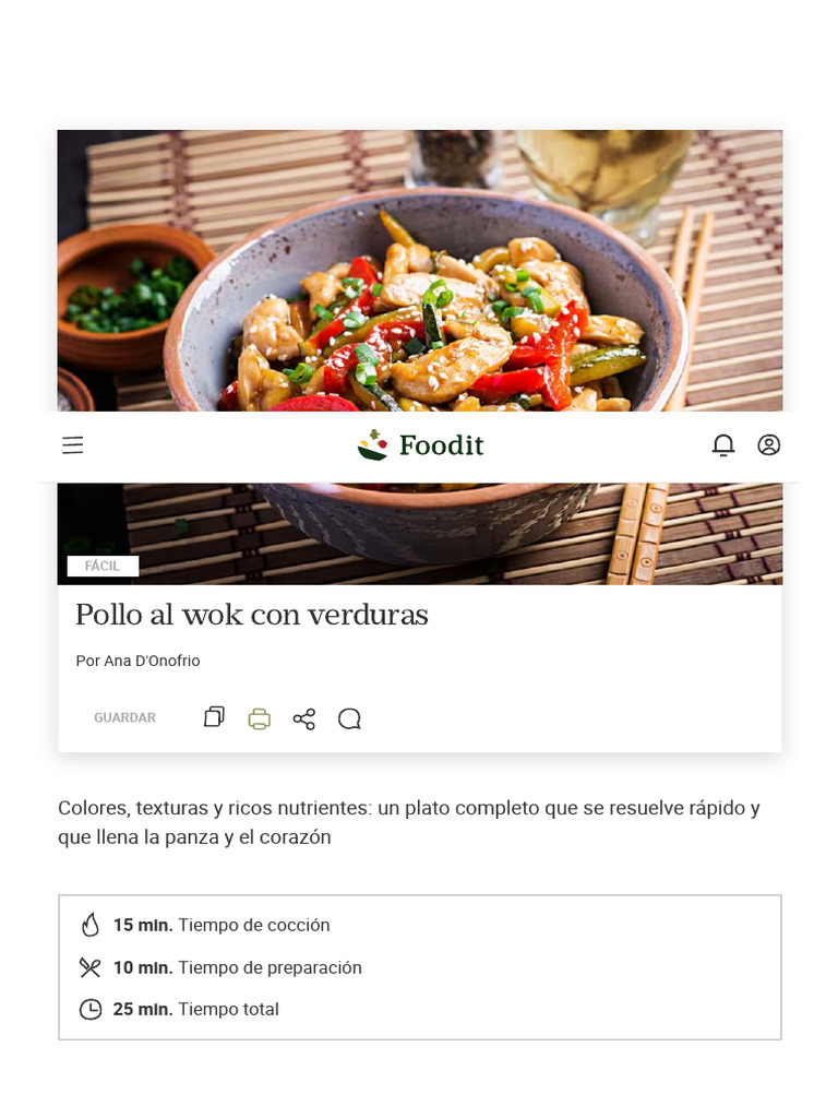 Receta de Pollo Al Wok Con Verduras en Foodit | PDF | Cocinando | Vegetales