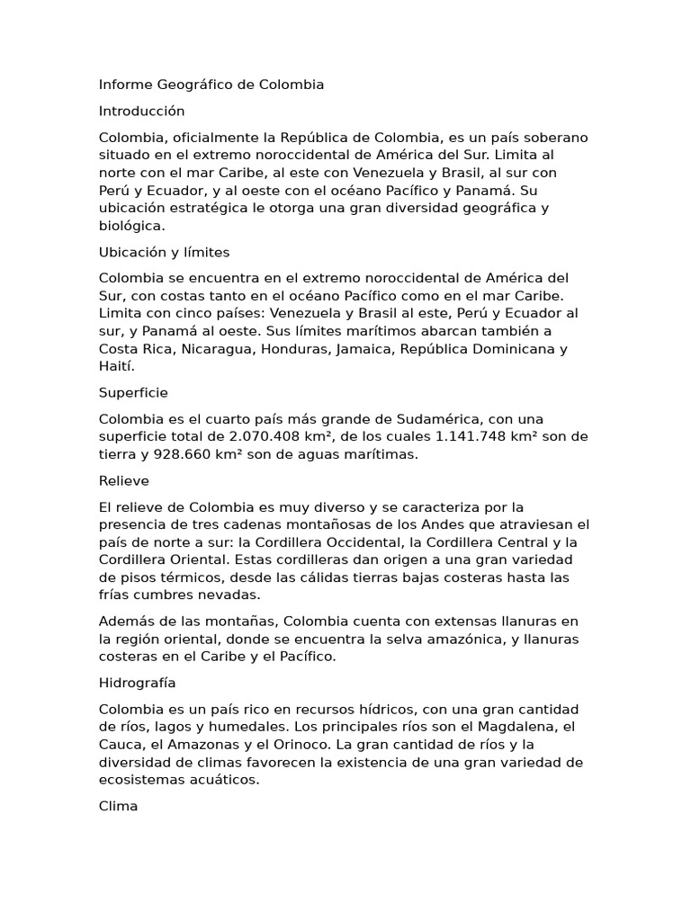 Geografía y Biodiversidad de Colombia | PDF | Colombia | Biodiversidad