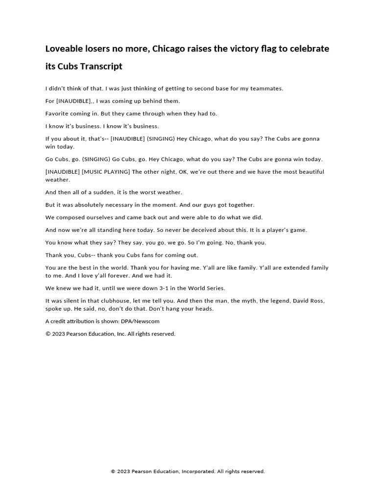 Chicago Cubs Celebrate Victory | PDF