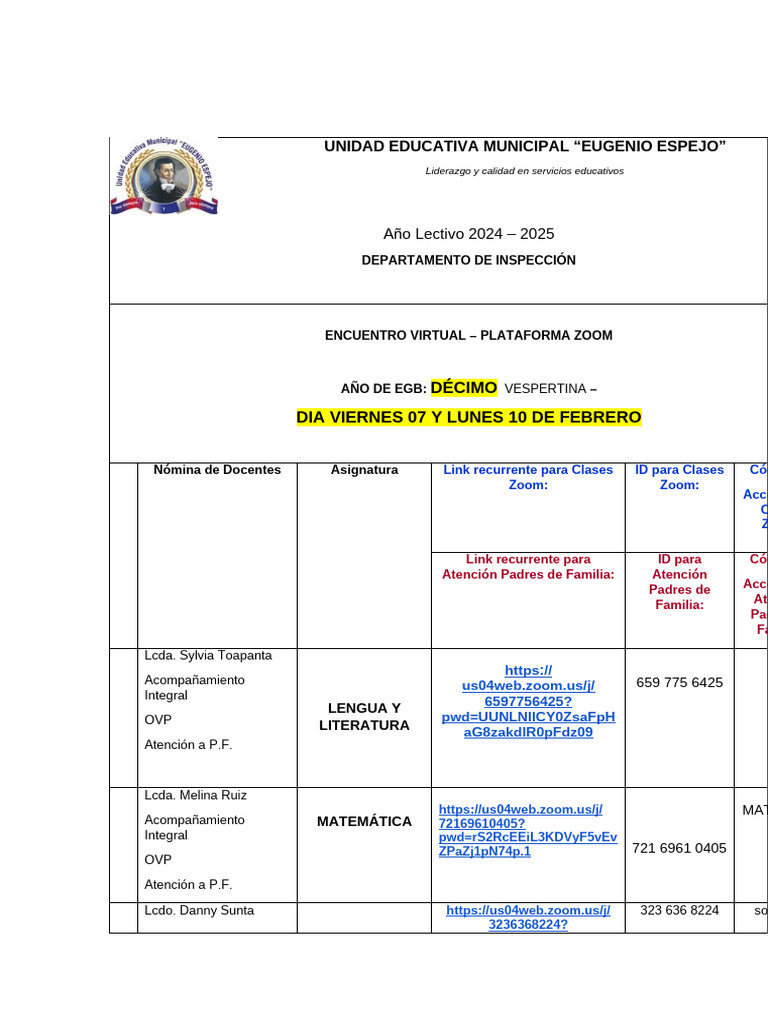 Décimo Vespertina-Egb-Subnivel Superior | PDF