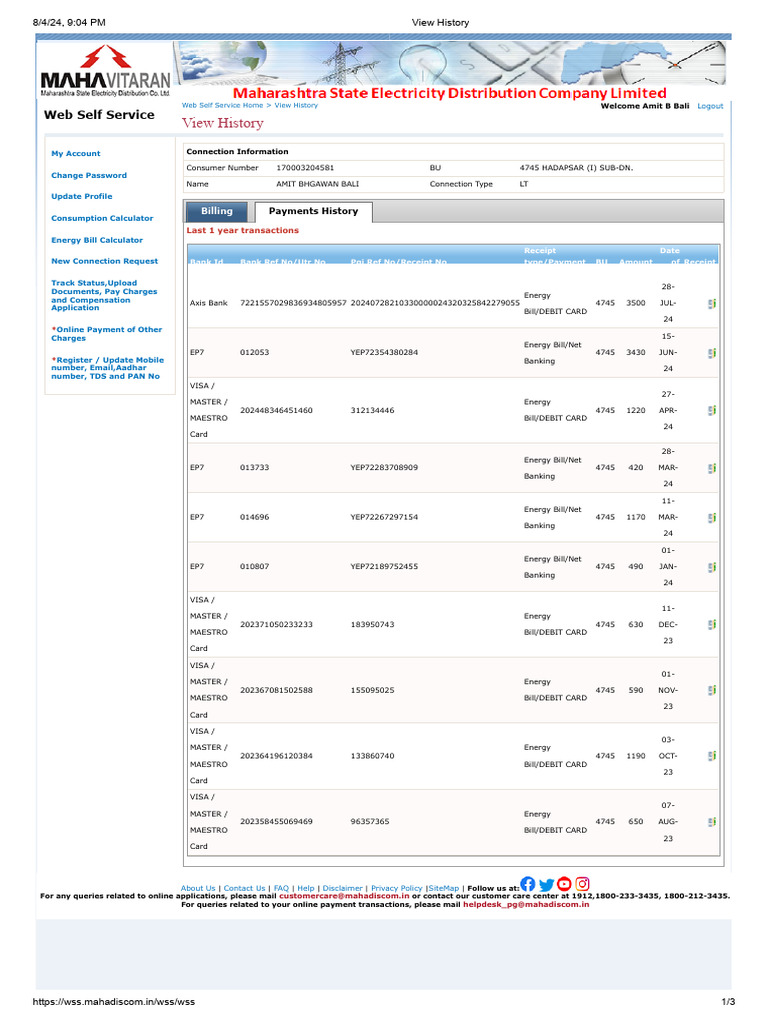 View Payment History | PDF | Debit Card | Visa Inc.