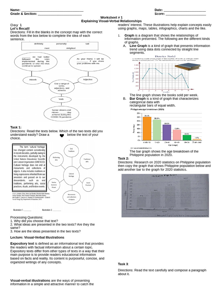 Quarter 2 Week 2 Worksheet 1 Explaining Visual Verbal Relationship ...