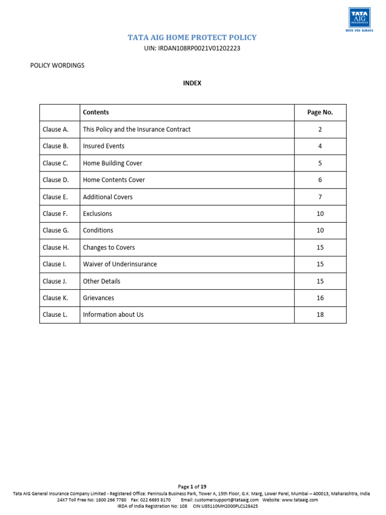 Home Protect Policy Policy Wording 928122bae6 | PDF | Insurance ...