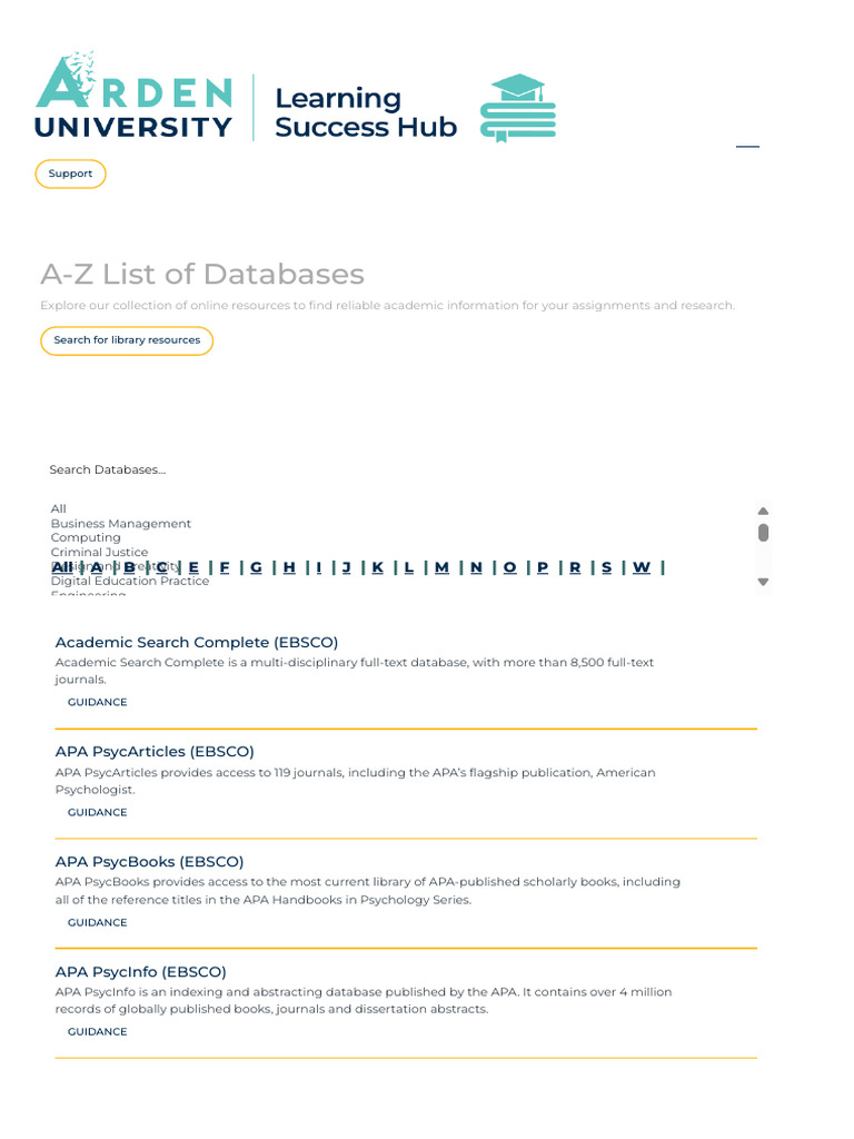 Academic Database Resources Guide | PDF | American Psychological ...