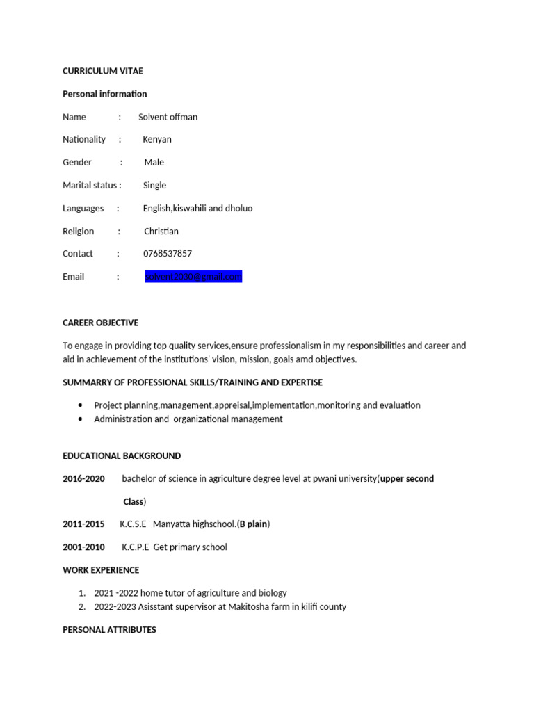 Solvent Offmans CV | PDF