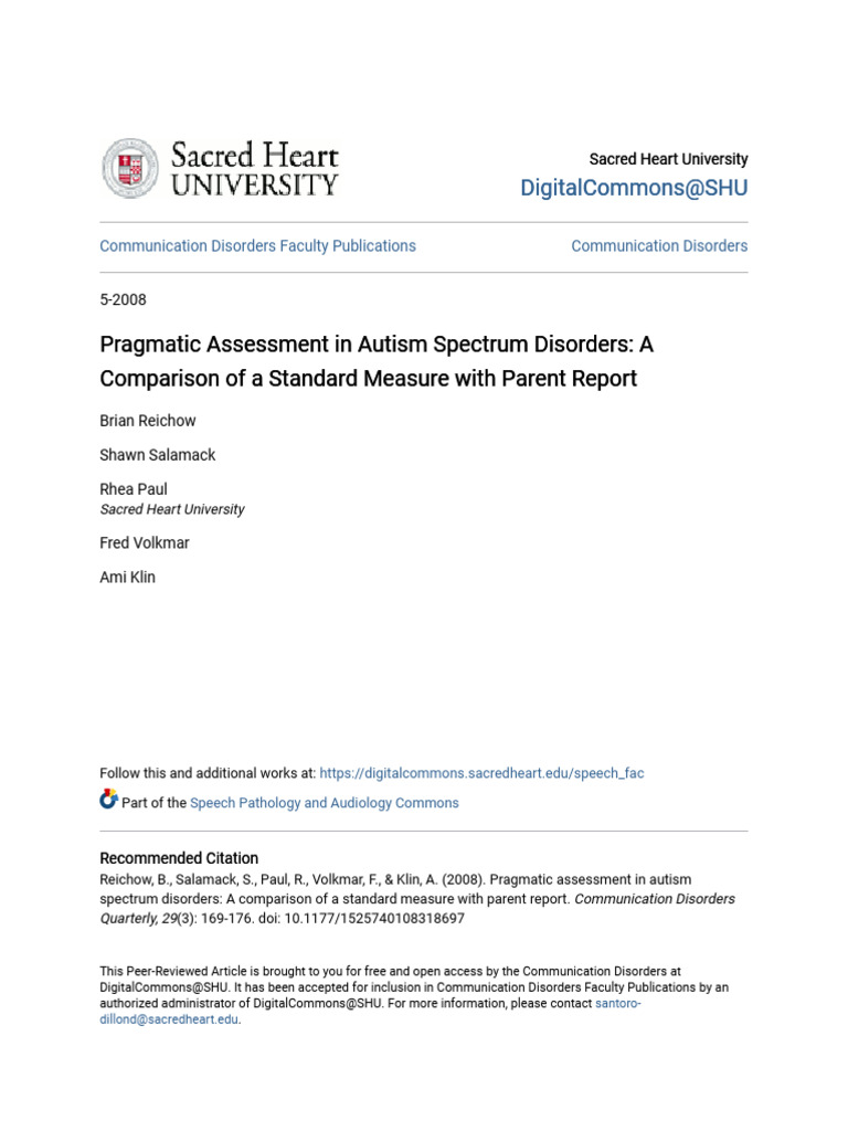 Pragmatic Assessment in Autism Study | PDF | Autism | Pervasive ...