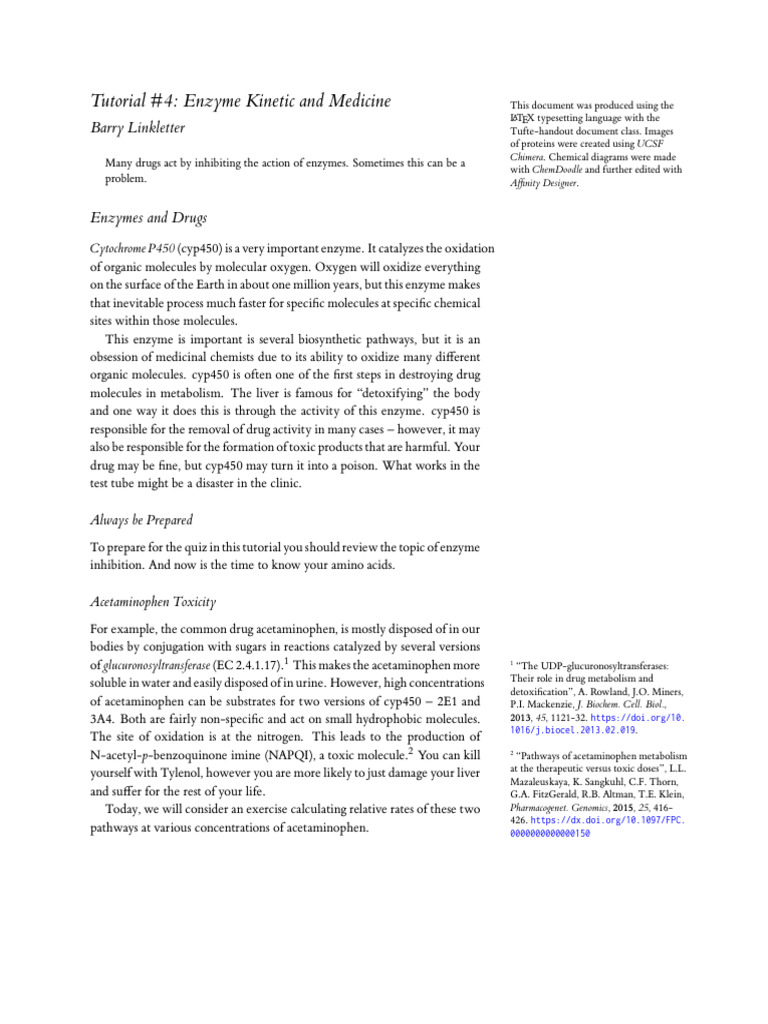 T04-Tutorial_4_Instructions | PDF | Cytochrome P450 | Enzyme Kinetics