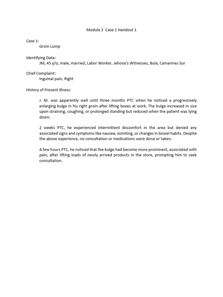 Handout 1 Case 1 Module 2 | PDF