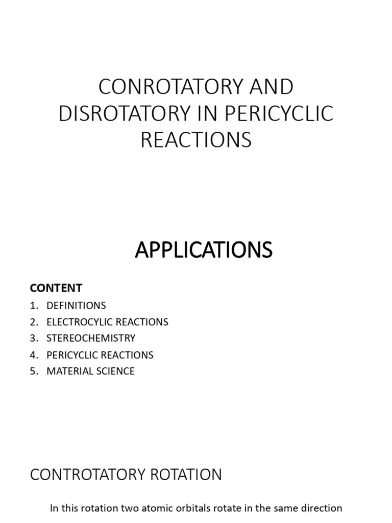 Conrotatory vs Disrotatory in Reactions | PDF