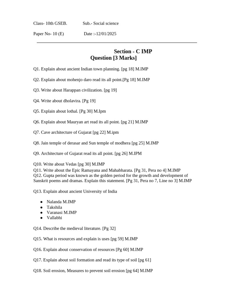 Class - 10th GSEB Section C IMP | PDF | Hazard Analysis And Critical ...