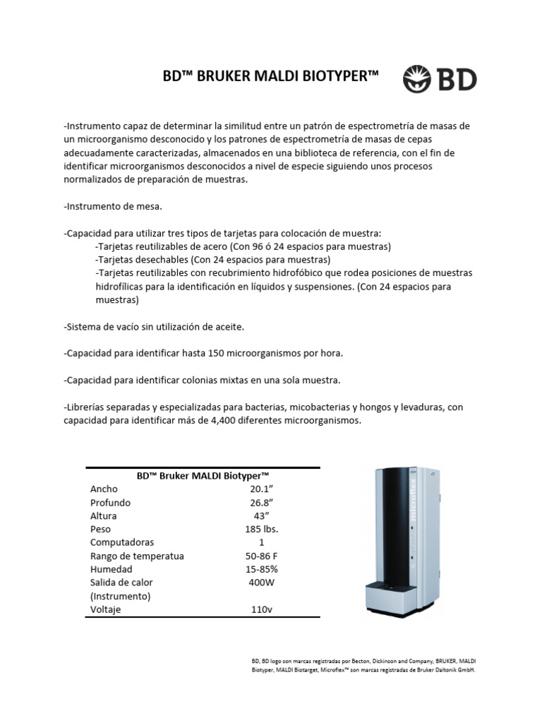 BD Bruker MALDI Biotyper™ Descripción | PDF