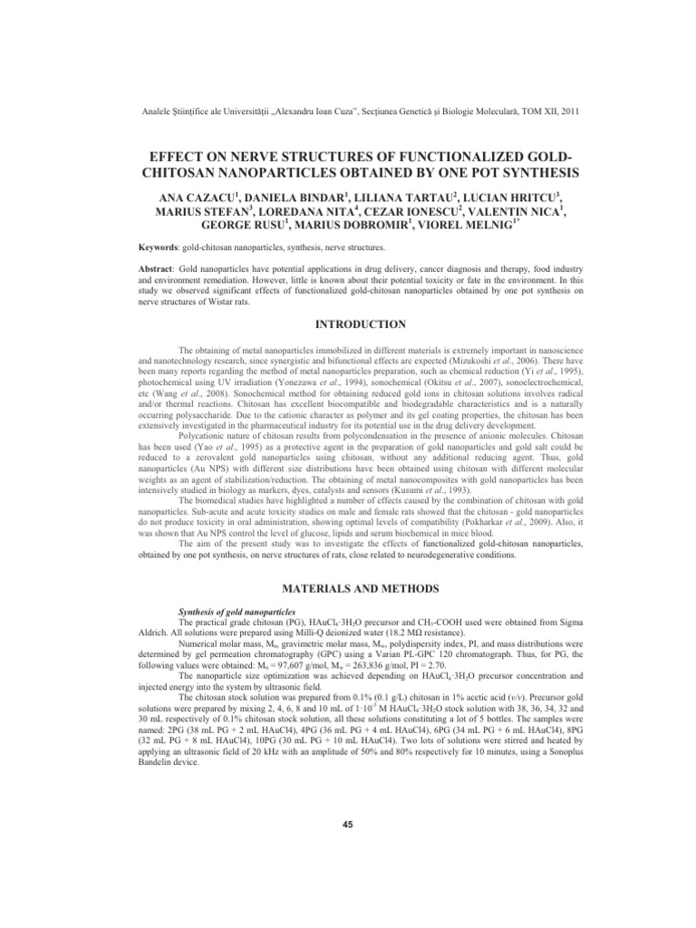 2011 Effect On Nerve Structures of Functionalized Gold-Chitosan ...