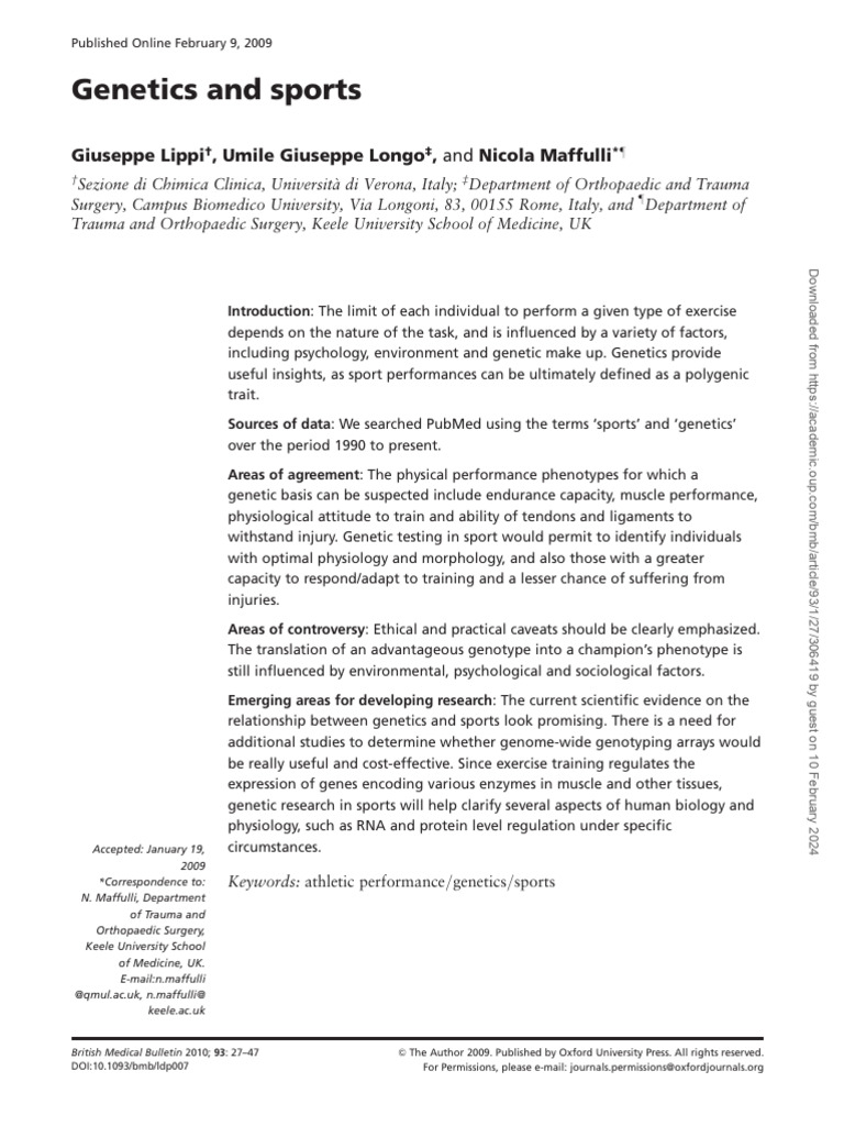 Genetic and sport | PDF | Skeletal Muscle | Dna Microarray