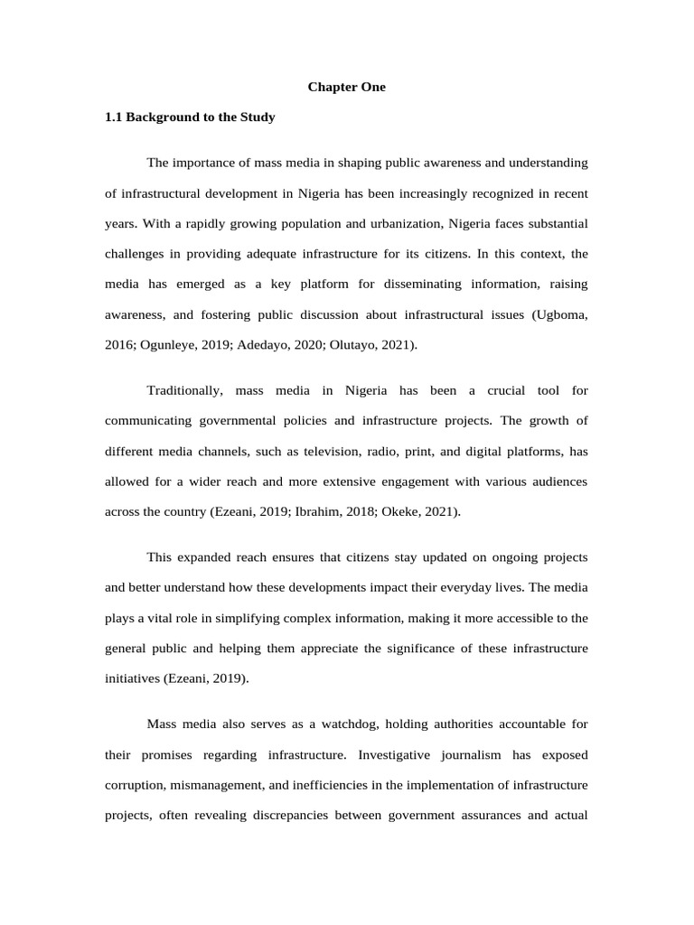 Tunrayo New Chapter One | PDF | Infrastructure | Governance