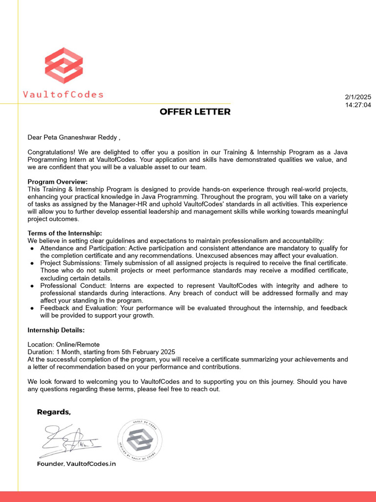 Offer Letter | PDF