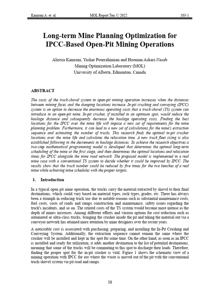 Long-Term Mine Planning Optimization For IPCC-Based Open-Pit Mining Operations | PDF | Cluster ...