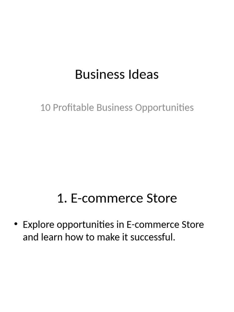 Business Ideas Presentation | PDF