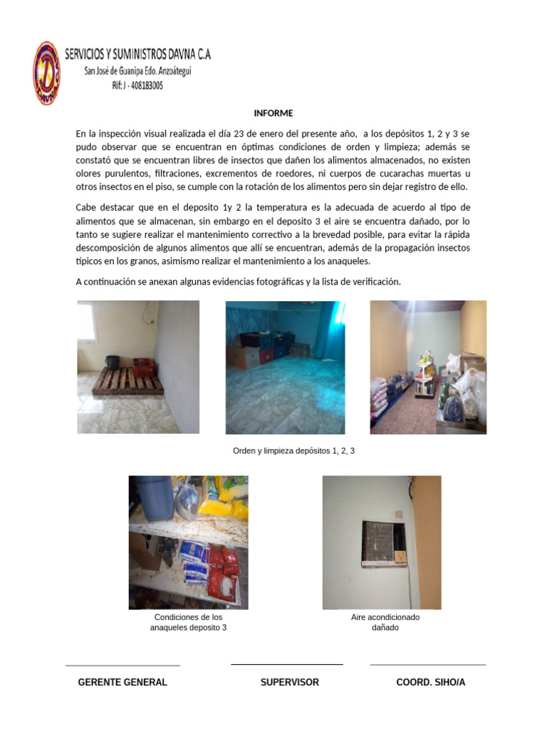 Inspección de Depósitos: Estado y Recomendaciones | PDF