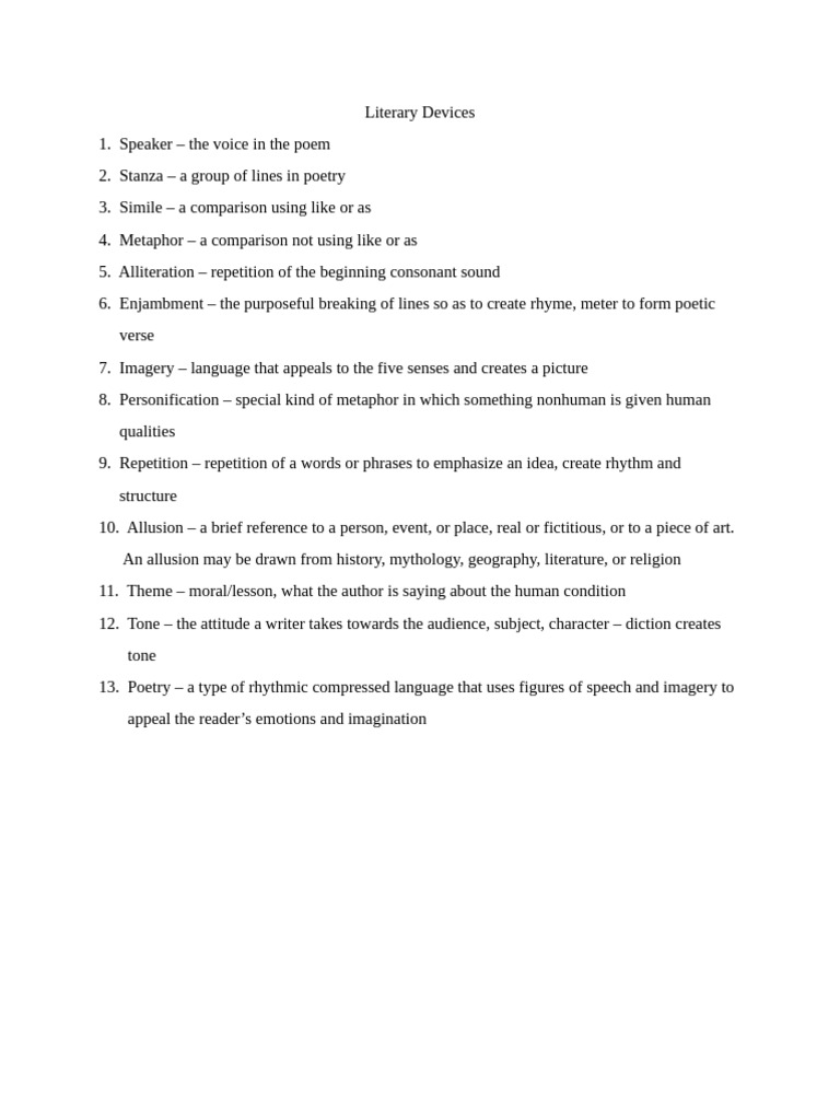 Essential Literary Devices Explained | PDF