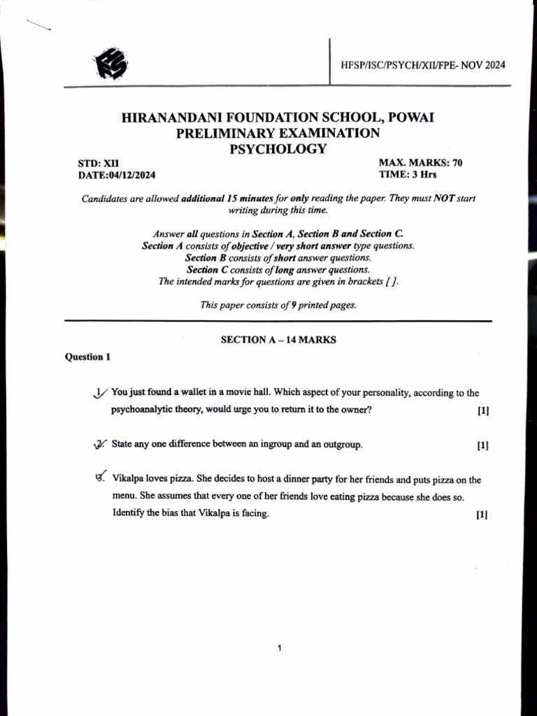 3 HFSPowaiPsychologyPrelim 1 | PDF | Reason | Cognitive Science