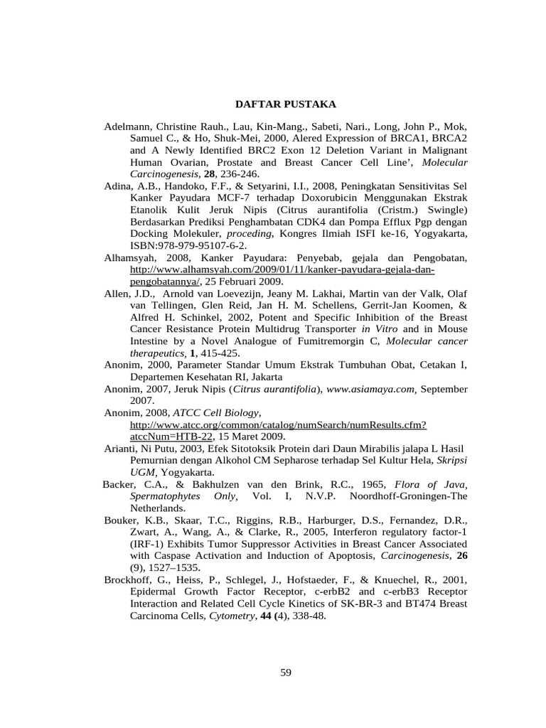 DAFTAR PUSTAKA (Editan 04) | PDF | Cell Cycle | Chemotherapy