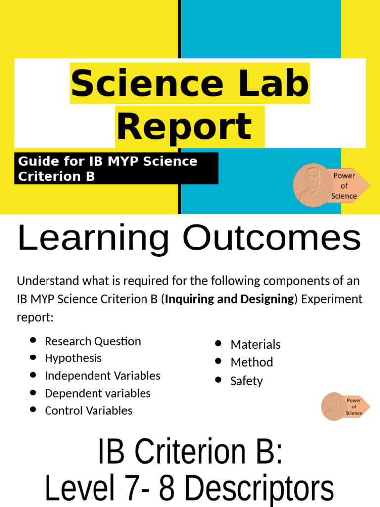 IB MYP Criterion B Inquiring and Designing G7 Science Lab Report Guide ...