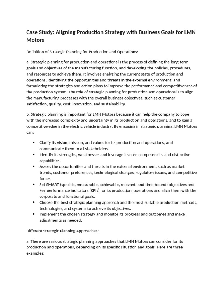 Definition of Strategic Planning For Production | PDF | Strategic ...