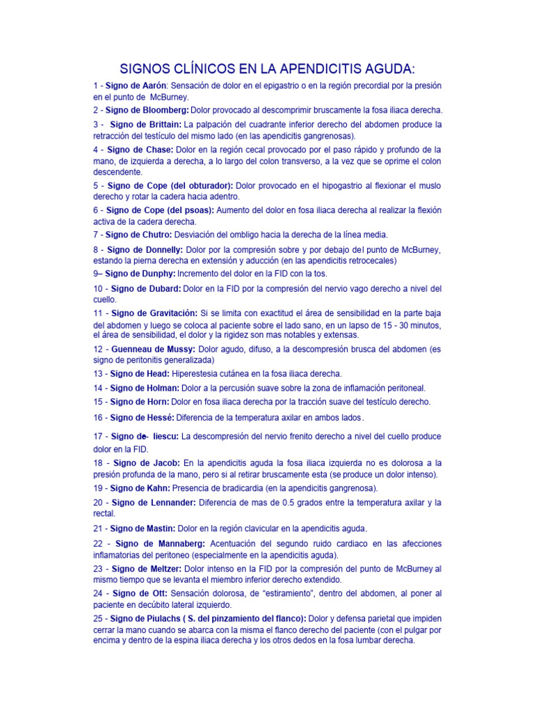 Signos de Apendicitis | PDF | Gastroenterología