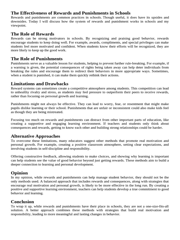 The Effectiveness of Rewards and Punishments in SC | PDF | Motivational ...