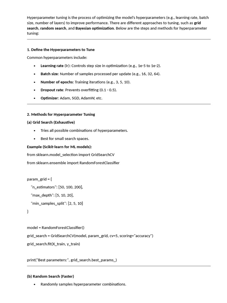 Hyperparameter Tuning Is The Process Of Optimizing The Model Pdf Statistical Theory