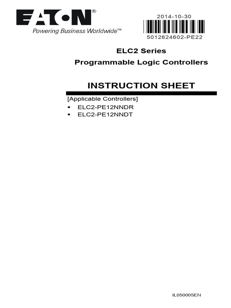 Eaton ELC2-PE12 Modules Instruction Sheet | PDF | Power Supply | Computer Engineering