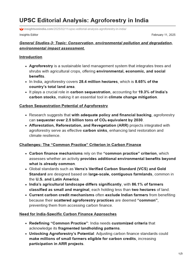 Agroforestry's Role in India's Carbon Finance | PDF | Agriculture ...