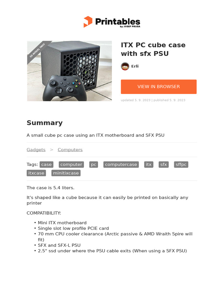 Itx PC Cube Case With SFX Psu | PDF