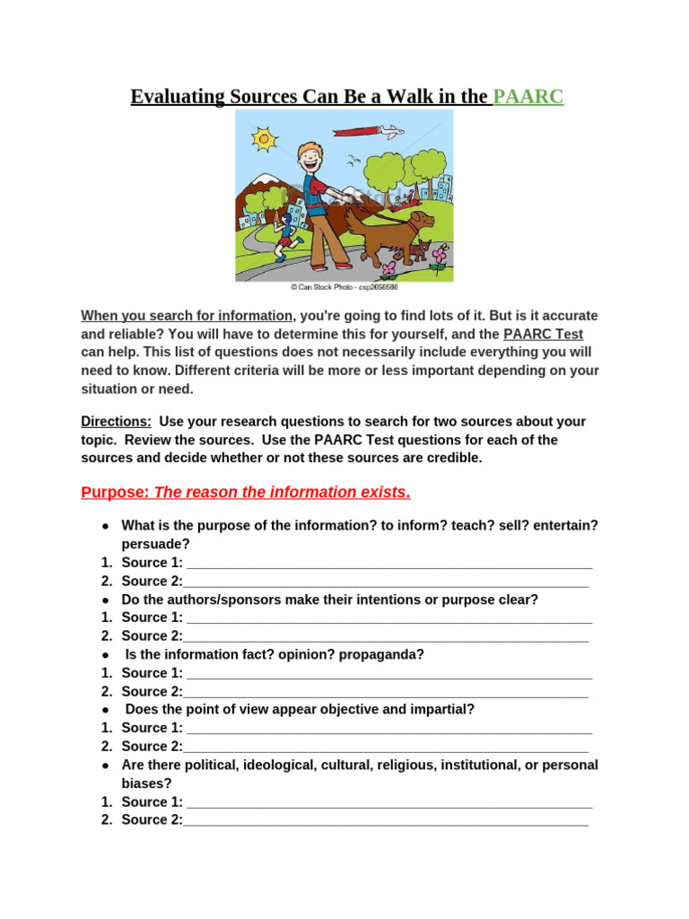 PAARC Test for Evaluating Sources | PDF | Information | Human Communication