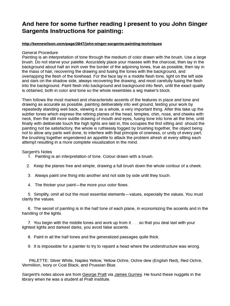 John Singer Sargent's Painting Techniques | PDF | Paintings | Canvas