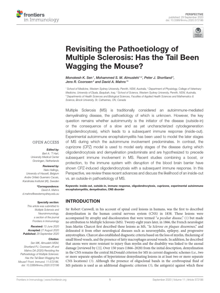 Revisiting The Pathoetiology of | PDF | Multiple Sclerosis | Myelin