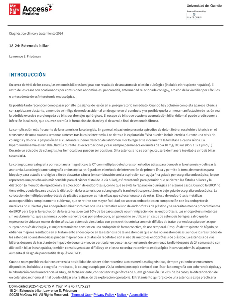 Manejo de Estenosis Biliar | PDF | Enfermedades y trastornos ...