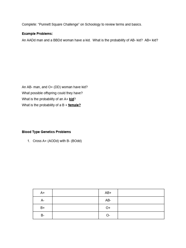 Kami Export - Bennett Kriz - Blood Type Genetics Problems | PDF