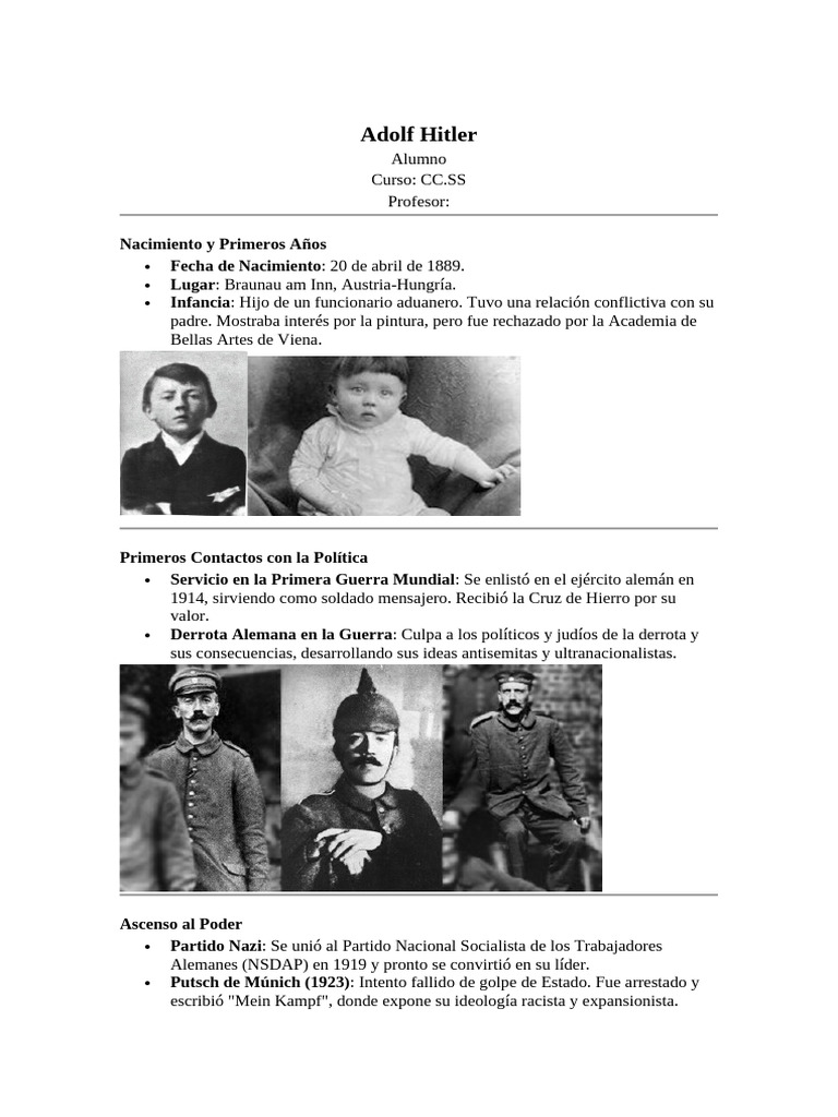 Biografía de Adolf Hitler: Ascenso y Caída | PDF | Alemania nazi ...