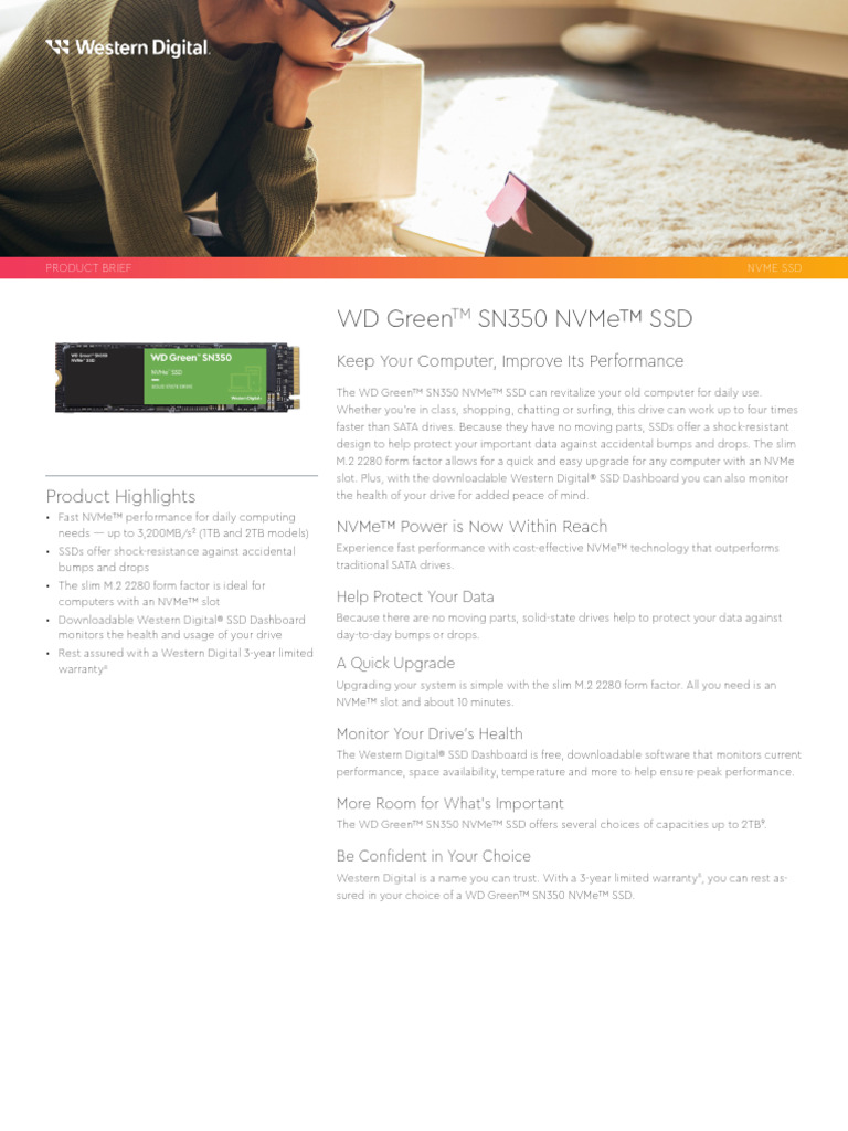 Product Brief WD Green sn350 Nvme SSD | PDF | Solid State Drive | Byte