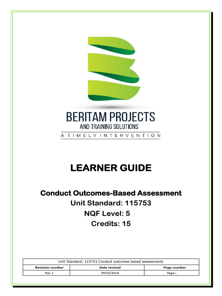 115753 Learner Guide | PDF | Educational Assessment | Learning
