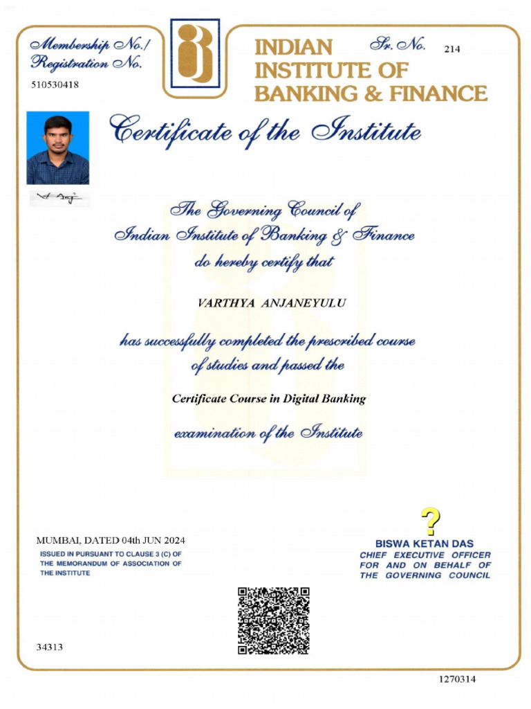 IIBF Exam Completion Certificate | PDF